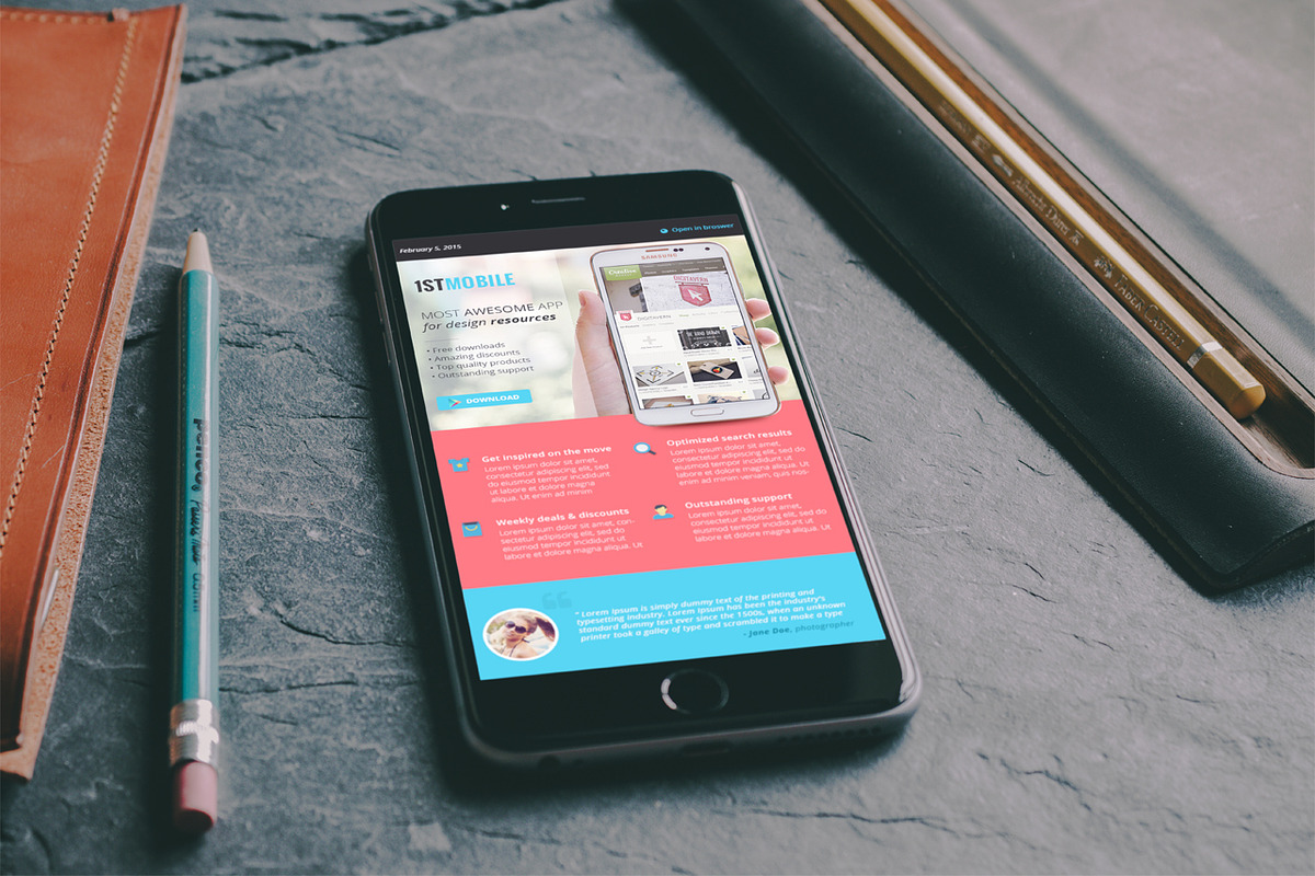 Flat and Colorful App Email Template, an Email Template by VectorBurn