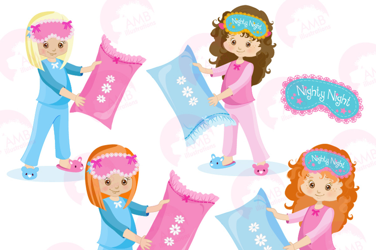 Slumber Party Clipart AMB-1234, an Illustration by AMBillustrations