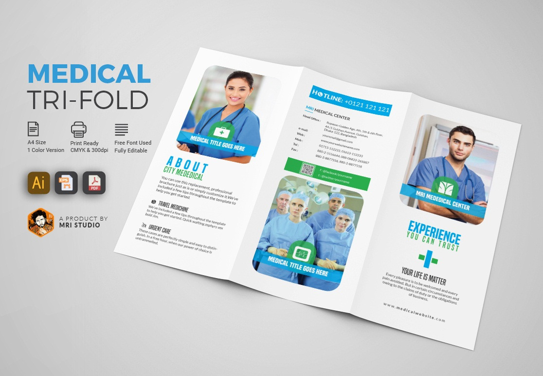 Medical Tri-Fold Brochures, a Brochure Template by MRI STUDIO