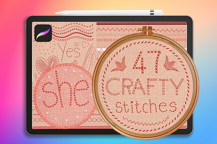 Stitches Photoshop Brushes, a Brush Add-On by PinkPueblo | Creative Market