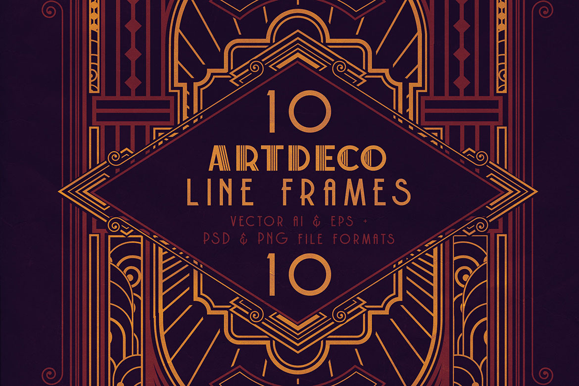 10 ArtDeco Line Frames, a Background Graphic by Cruzine