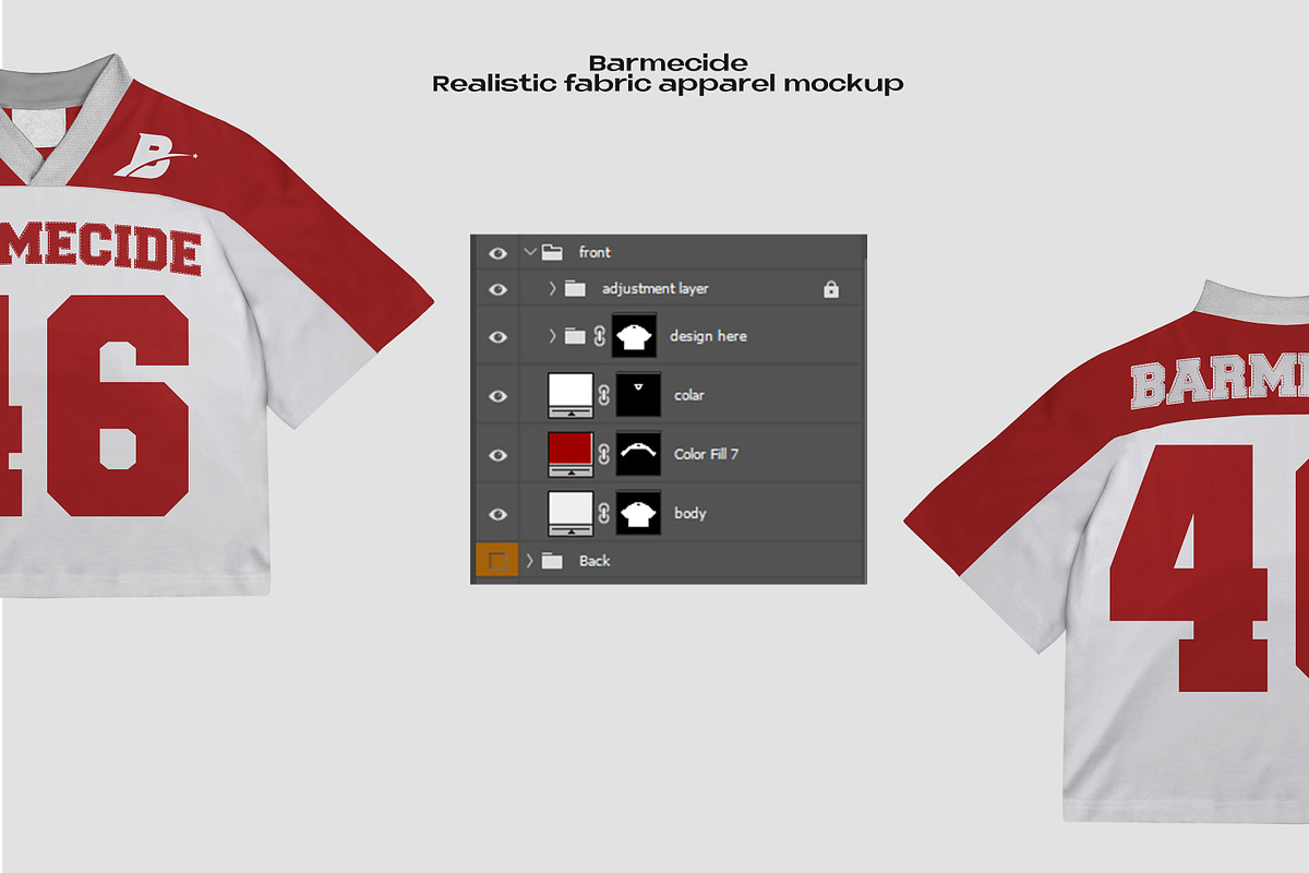 NFL football jersey mockup, a Shirt Mockup by Barmecide Mockup Studio