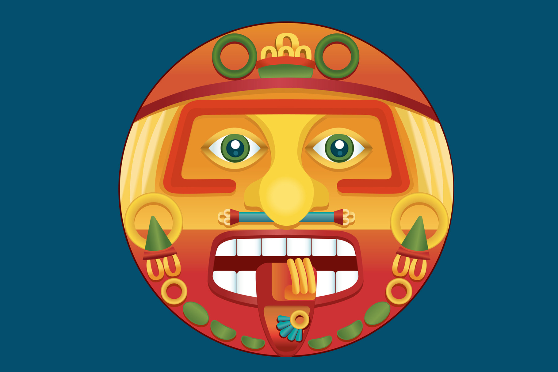 Aztec Calendar Sun God, an Illustration by Ellegant Media