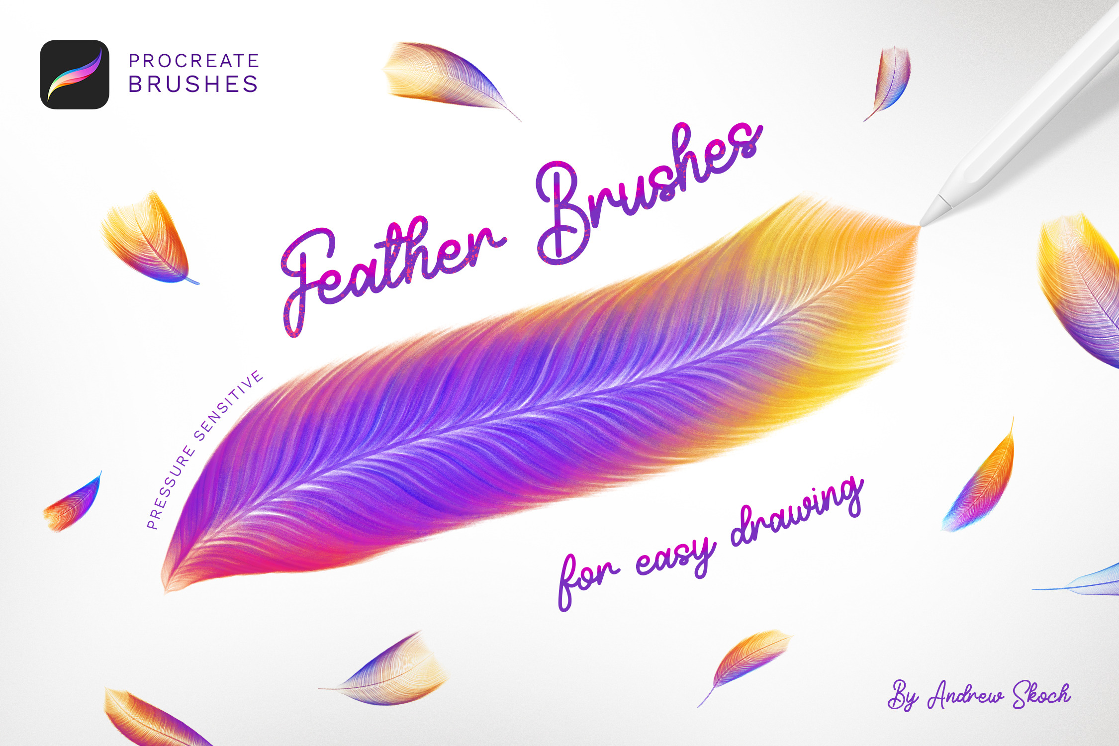 Feathers Procreate Brushes, a Brush Add-On by Andrew Skoch Design