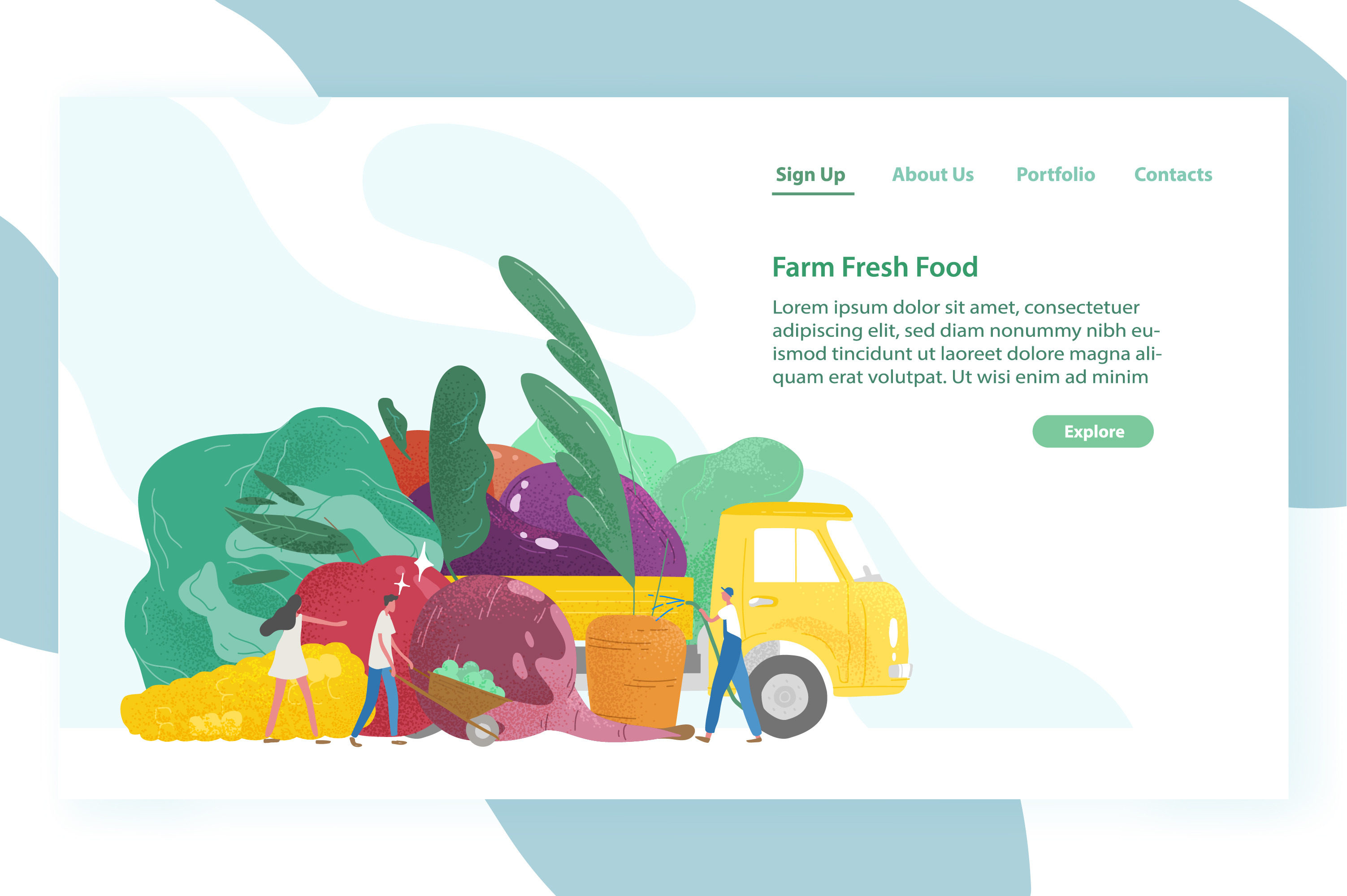 Fresh farm food concept, a Food Illustration by Good Studio