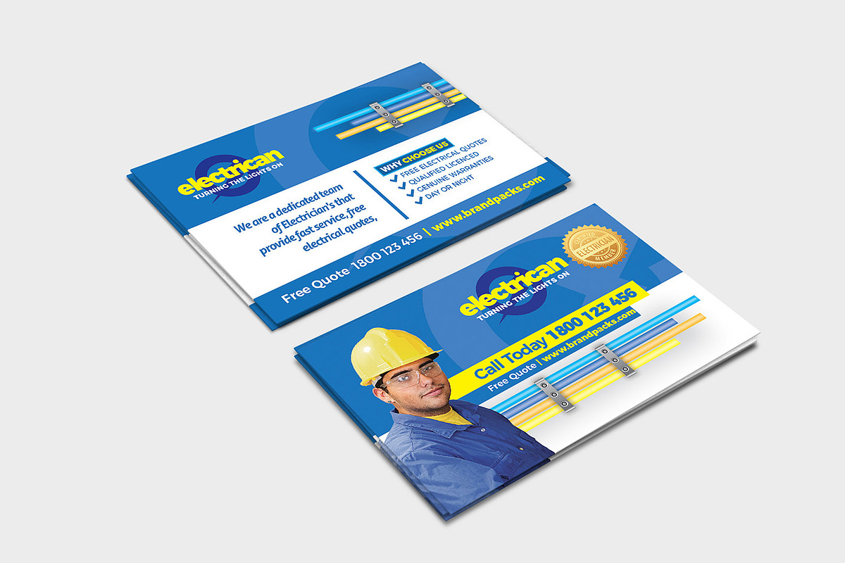Electrician Business Card Template, a Business Card Template by BrandPacks