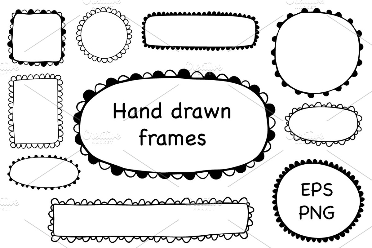 Hand drawn scalloped frames, a Graphic by Wild Rose
