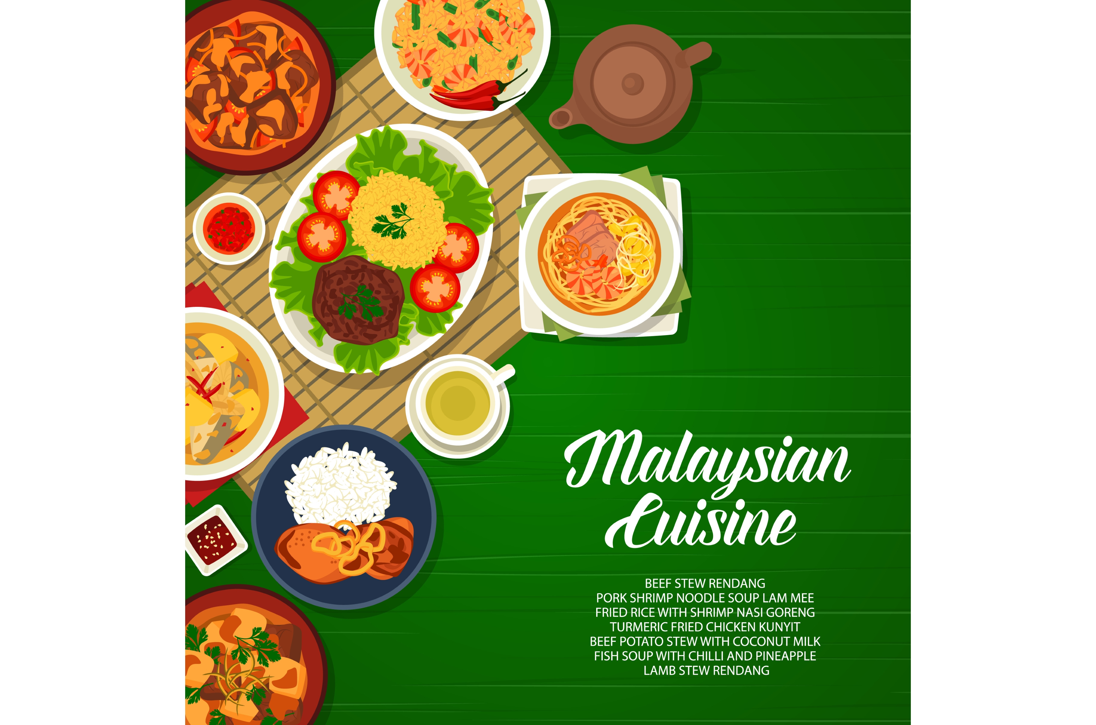 Malaysian food menu cover, a Food Illustration by Vector Tradition ...