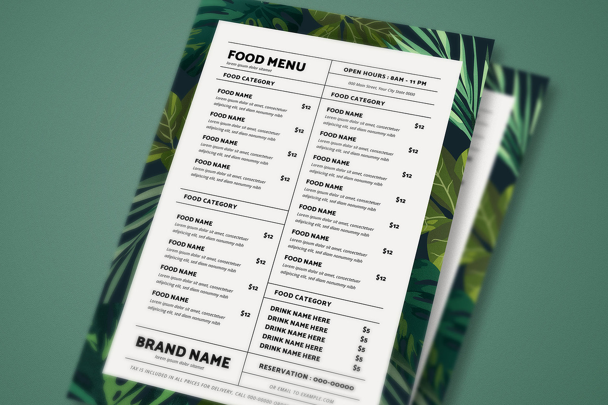 Tropical Food Menu, a Flyer Template by Guuver