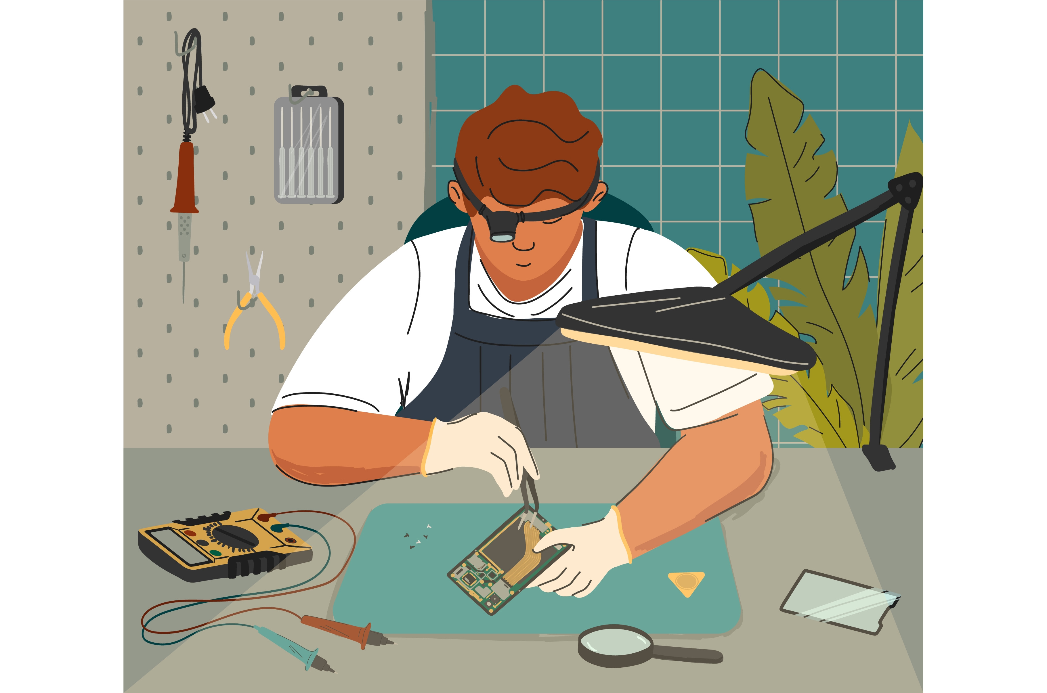 Mobile phone repair concept vector, a Technology Illustration by ...