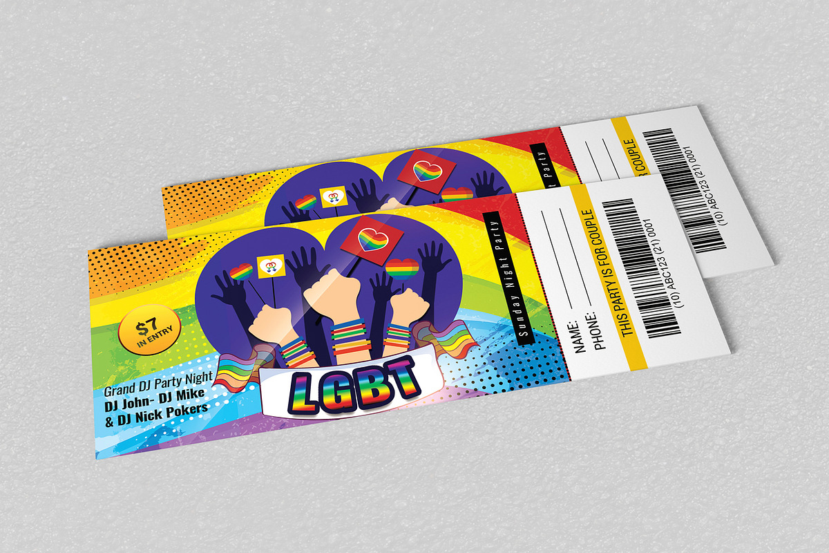 LGBT Concert Pass Tickets, a Stationery Template by Psd Templates
