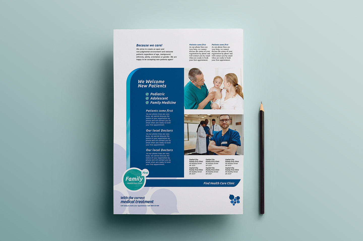 Healthcare Clinic Poster Template, a Stationery Template by BrandPacks