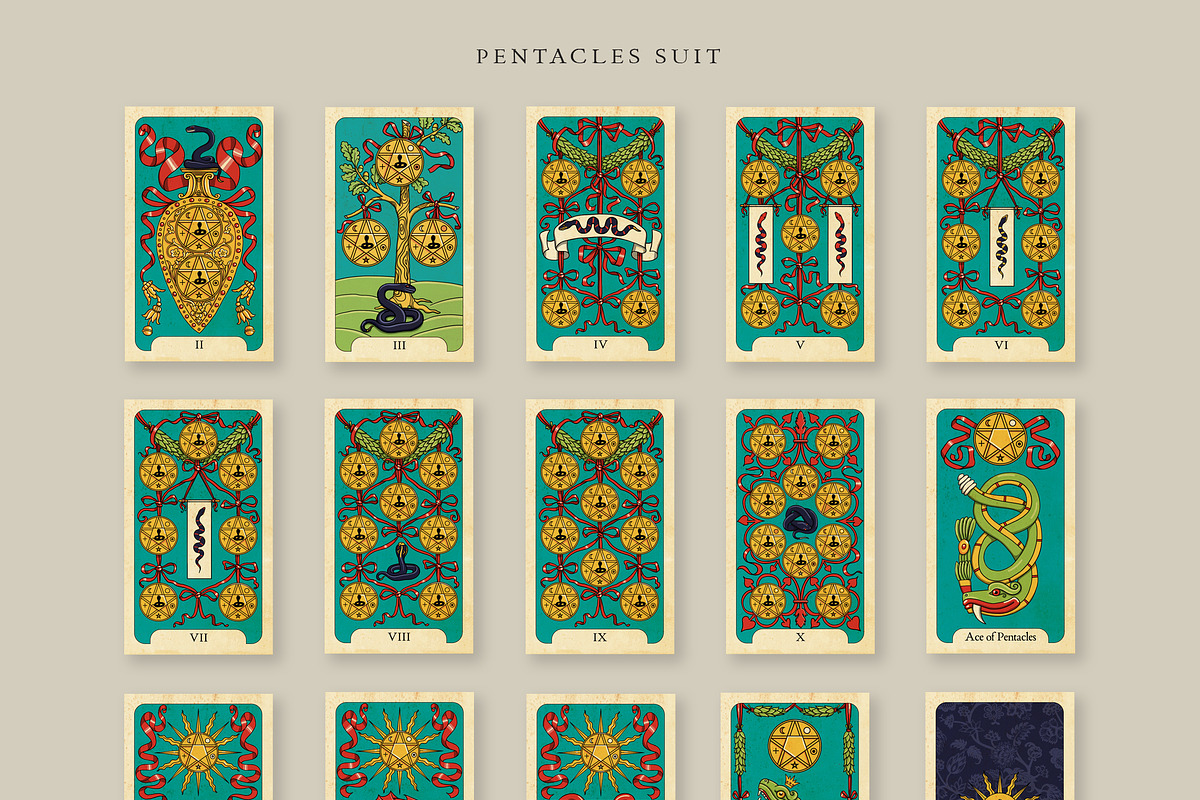 Snake Tarot Minor Arcana Deck, a Decorative Illustration by Olga Begak ...