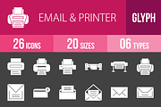 26 Email & Printer Glyph Icons | Outline Icons ~ Creative Market