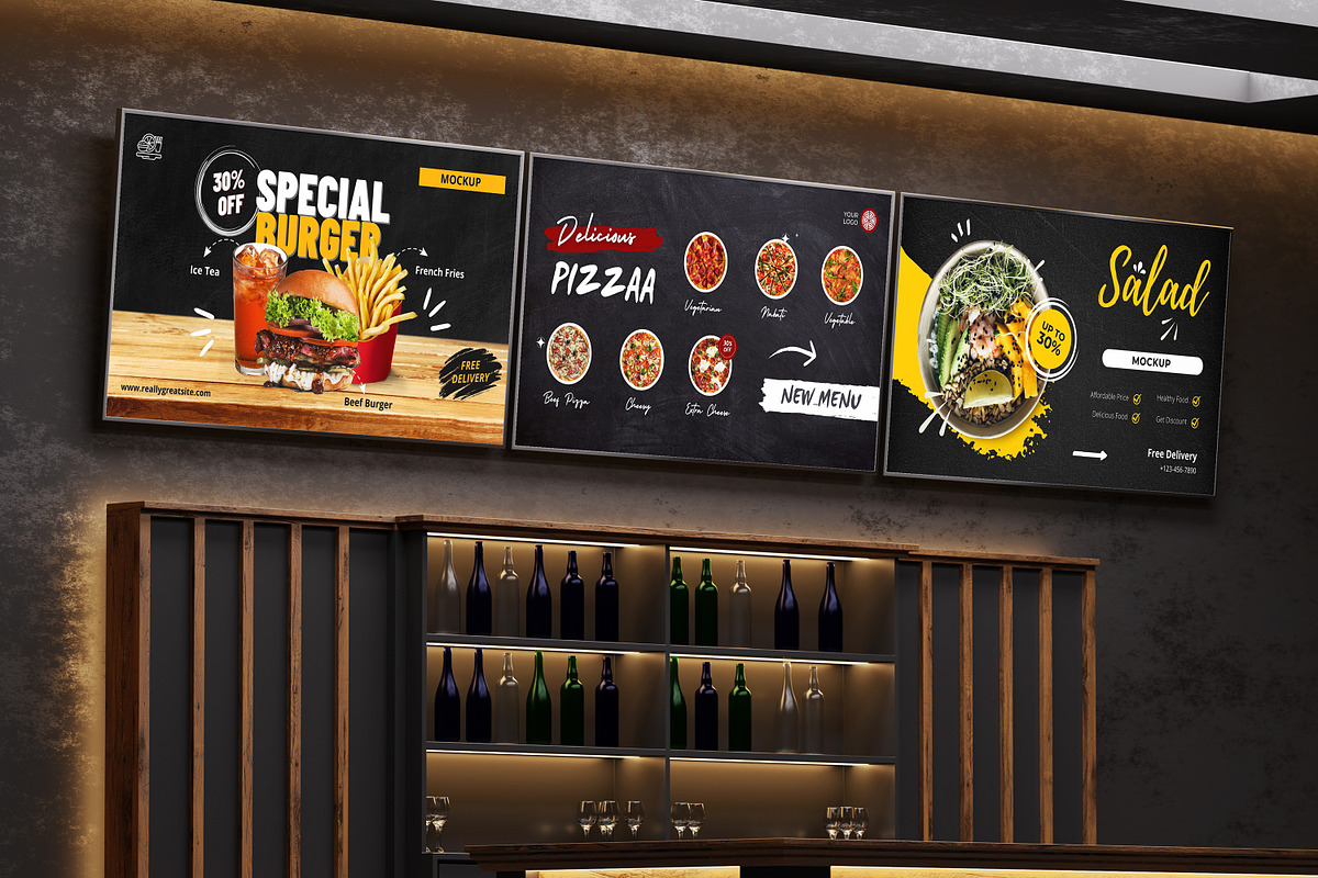 TV Screen Menu Mockup, a Wearable Device Mockup by Indah | Creative Market