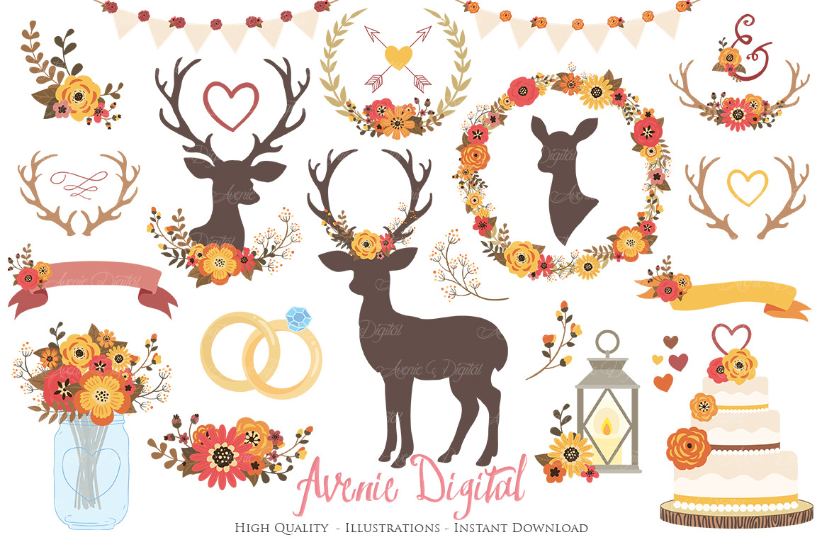 Fall Rustic Wedding Clipart, an Illustration by Avenie Digital