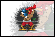 Boxing Rooster, an Animal Illustration by BAG220 Graphics