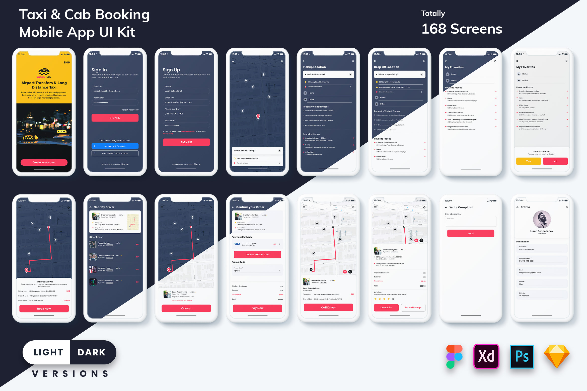 Taxi Booking Mobile App UI Kit, an UI Kit Template by 3djagan