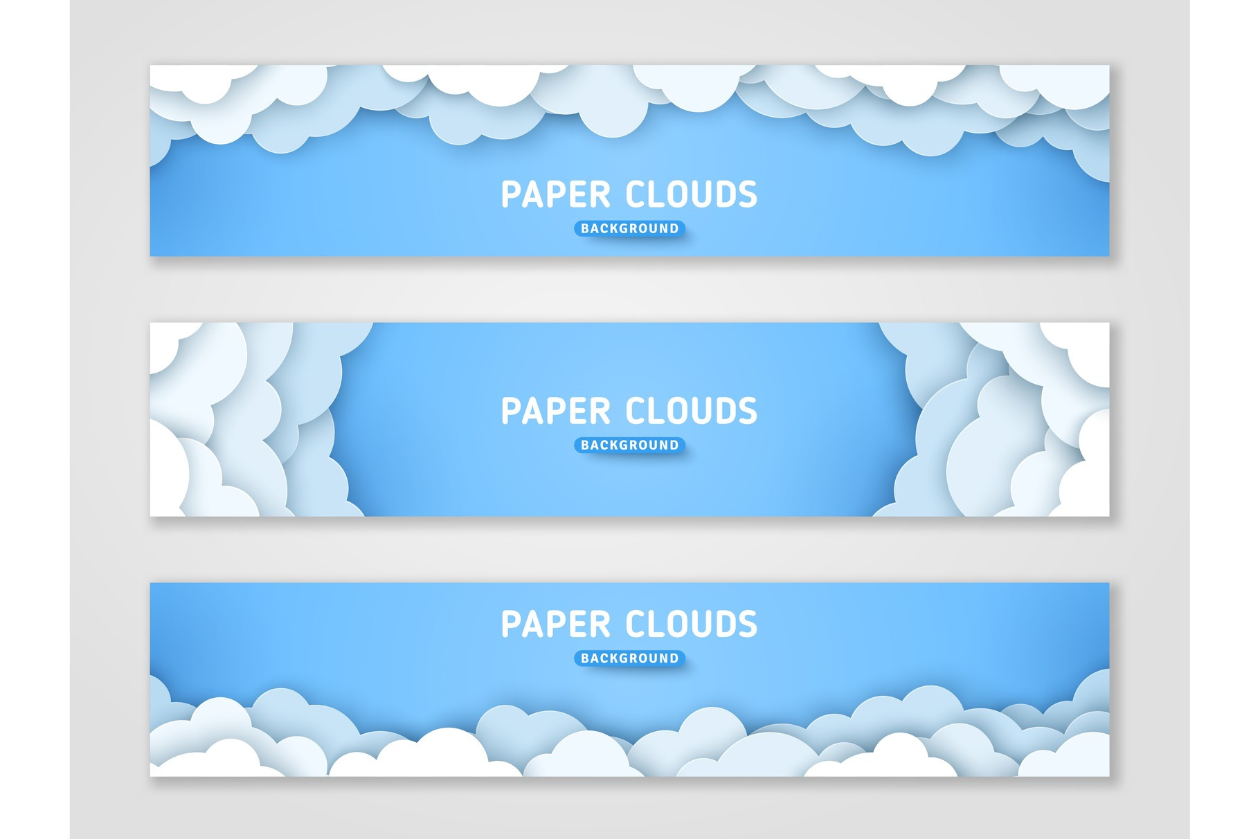 Clouds papercut banner templates set | Decorative Illustrations ...