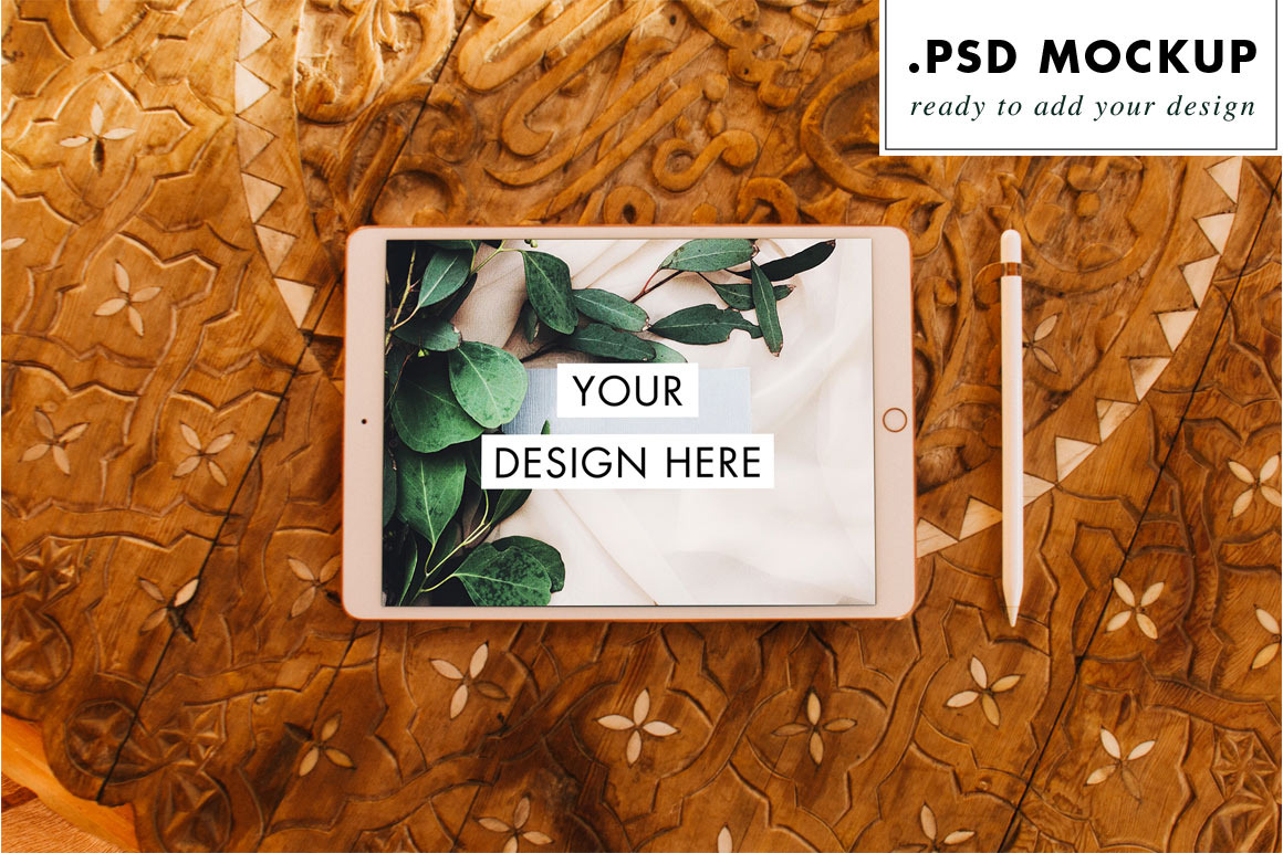 rustic table mockup ipad, an iPad Mockup by Travelling Mockups