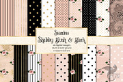 Shabby Blush & Black Digital Paper | Graphic Patterns ~ Creative Market