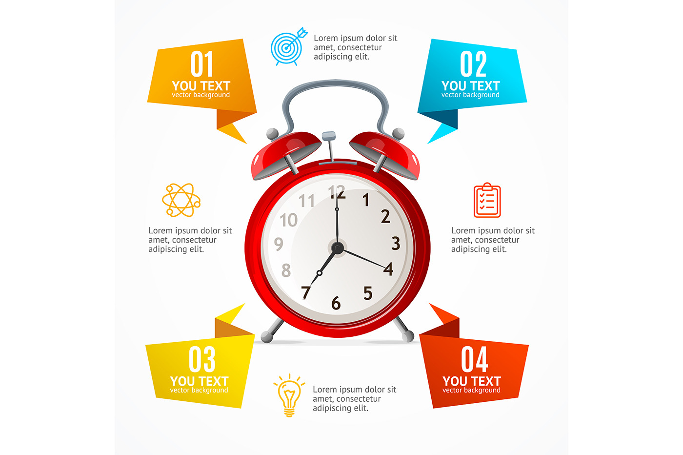 Alarm Clock Menu Infographic Banner | Work Illustrations ~ Creative Market
