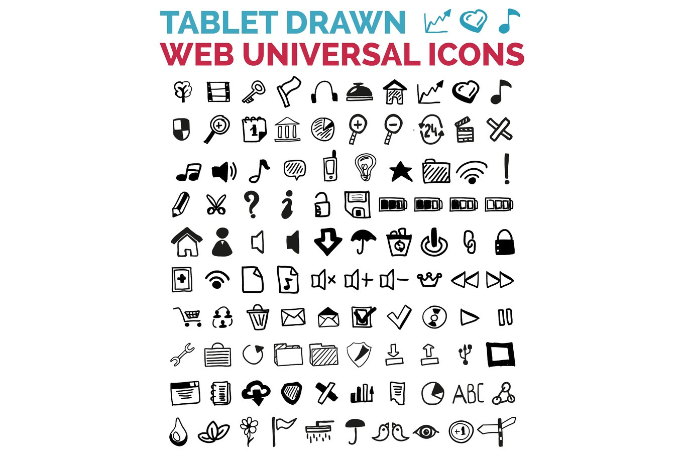 Mega collection of hand drawn web icons, an Object Illustration by ...