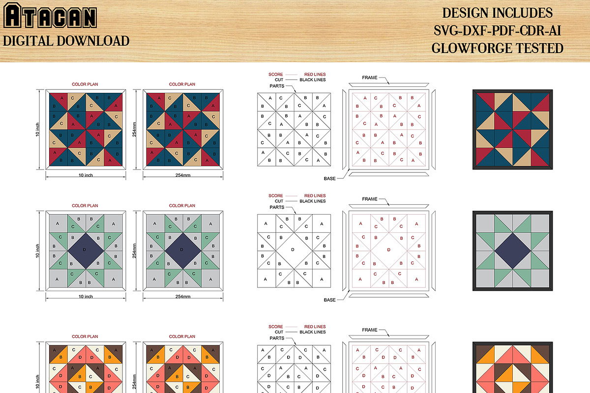 24 Barn Quilt Patterns, Quilt Blocks, a Pattern Graphic by AtacanDigital