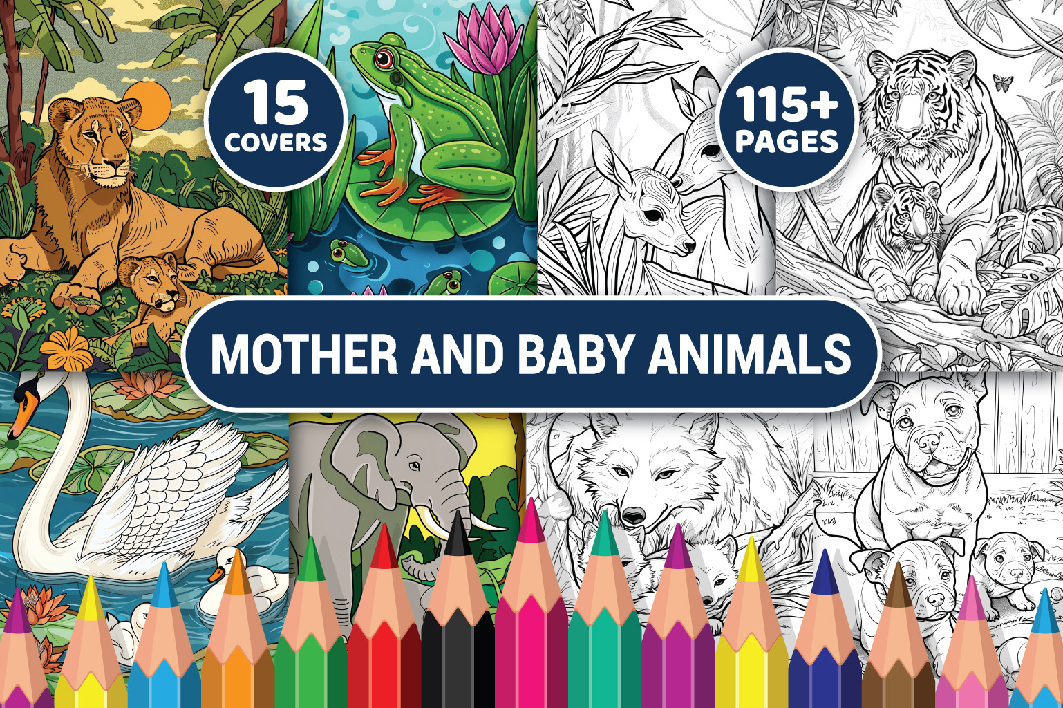 Mother and Baby Animals Coloring Pages