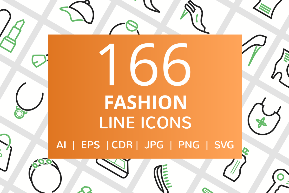 166 Fashion Line Icons, an Outline Icon by IconBunny