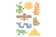 Aztec and maya ornamental symbols, a Background Graphic by Vector Tradition