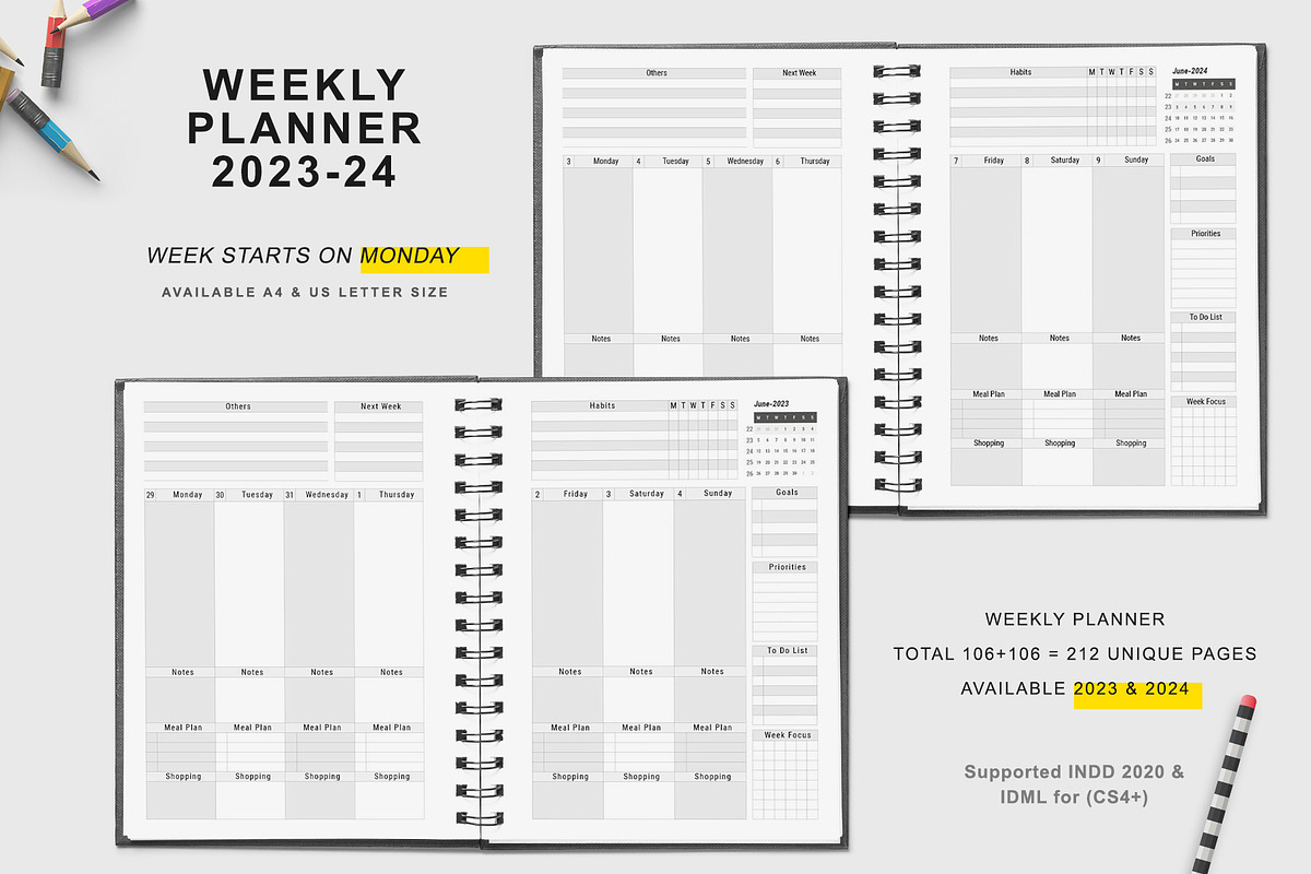 Ultimate Planner Bundle Pack 2023-24, a Stationery Template by MNT-Creator