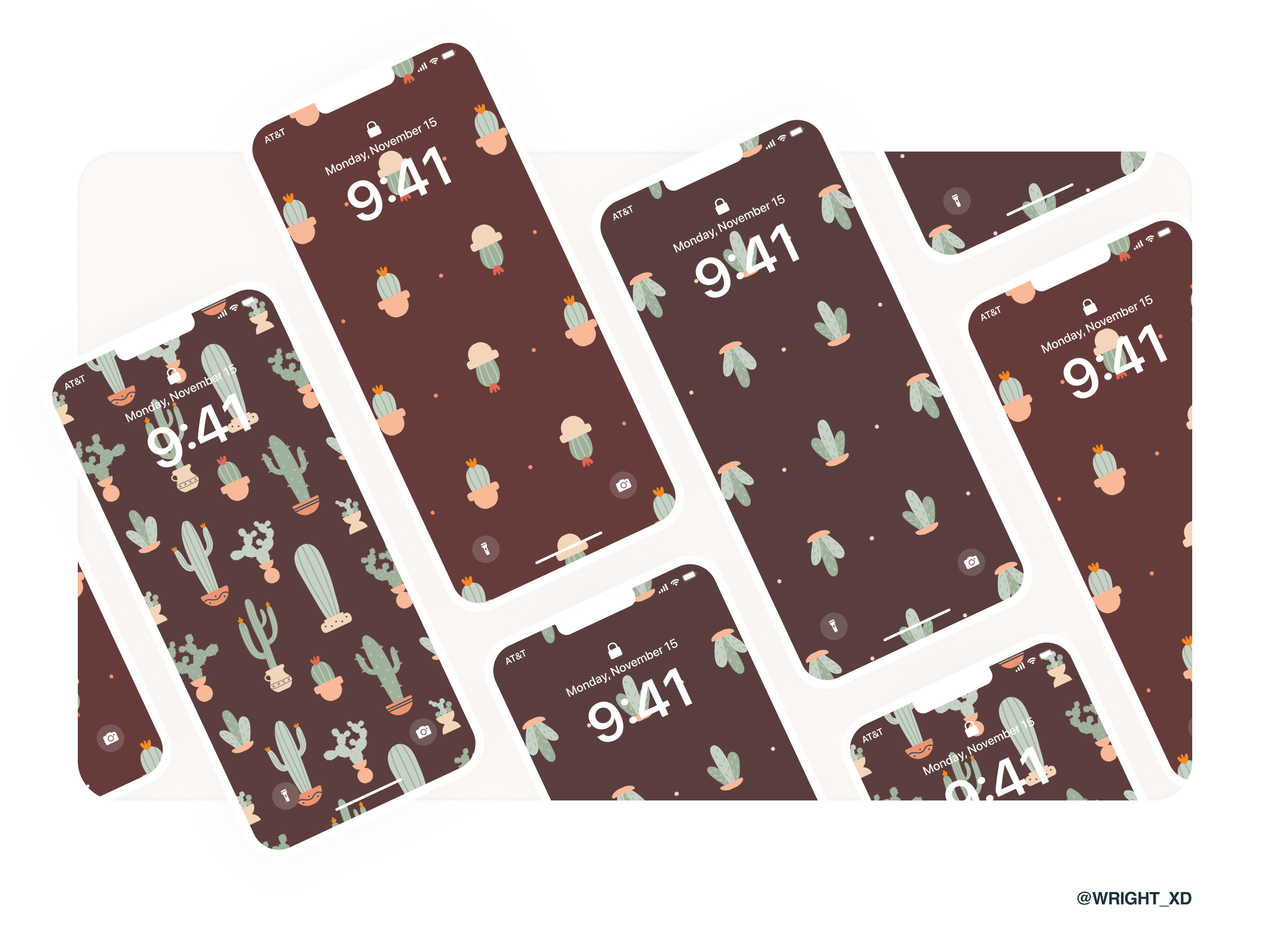 Cozy Fall Cacti Wallpaper Set, a Seasonal Illustration by jwrightxd ...