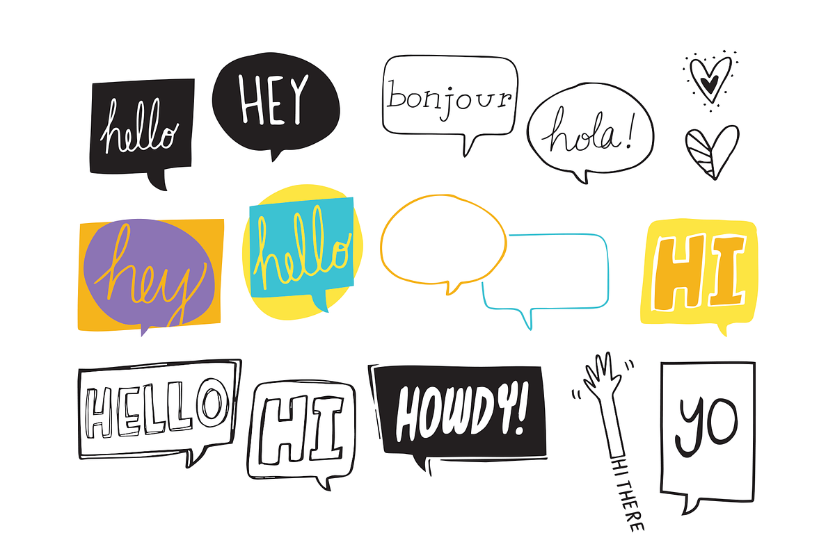 HELLO | DOODLE SET, an Illustration by kate.maldjian | Creative Market