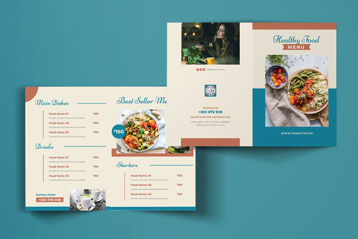Healthy Food Menu Bifold Brochure, a Brochure Template by Rahardi ...