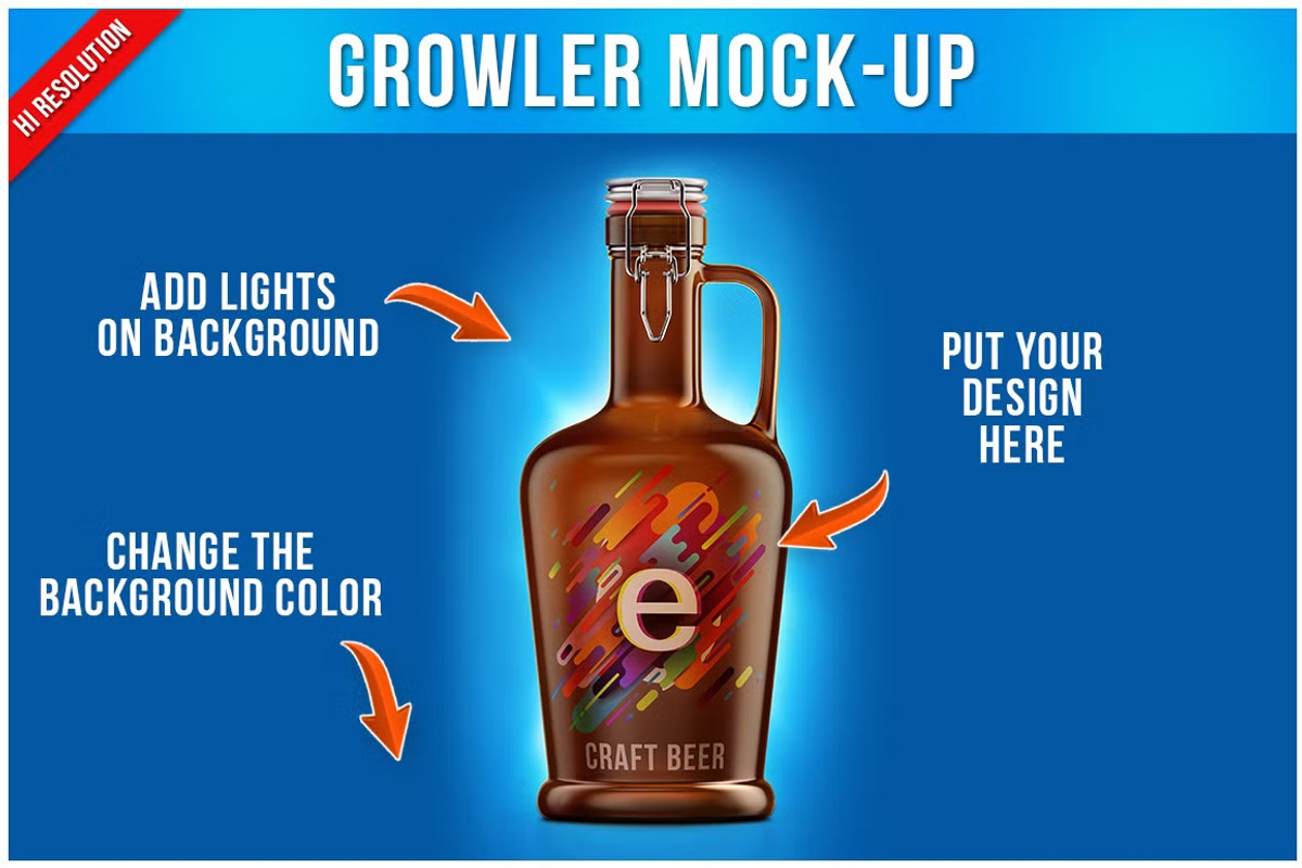Growler Mockup, a Household Mockup by Bruno's Shop