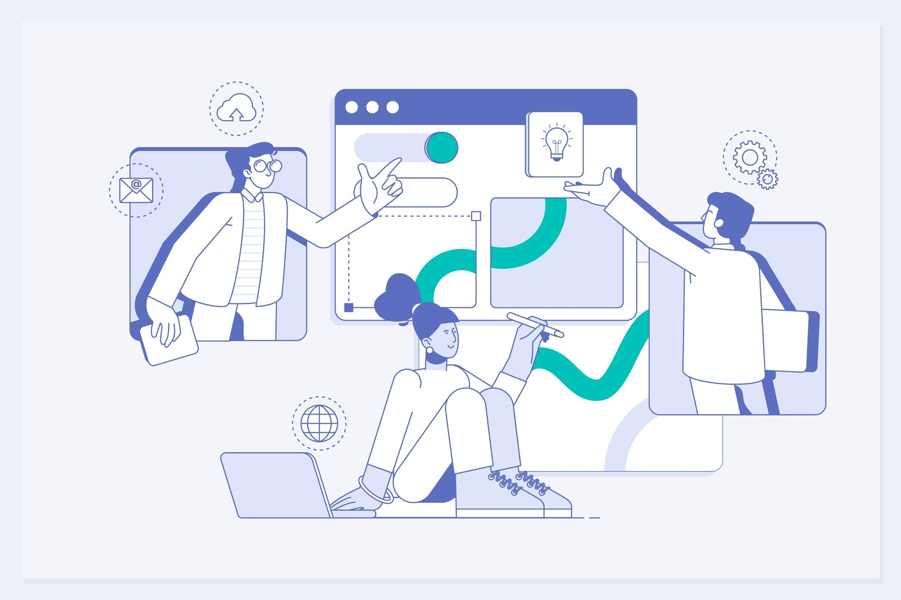 People interacting with graphs, a Person Illustration by dmytronovitsky