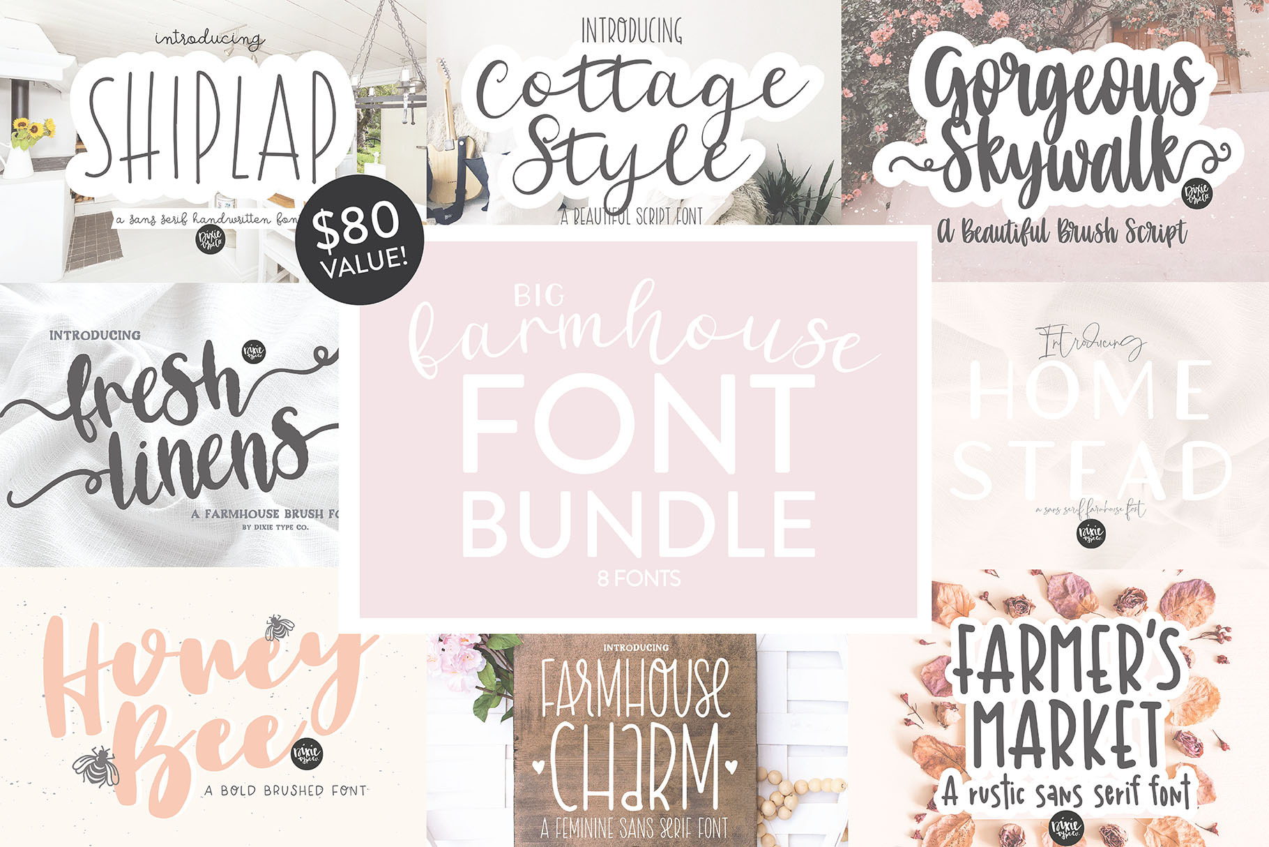 Farmhouse Font Bundle, a Script Font by Blush Font Co.