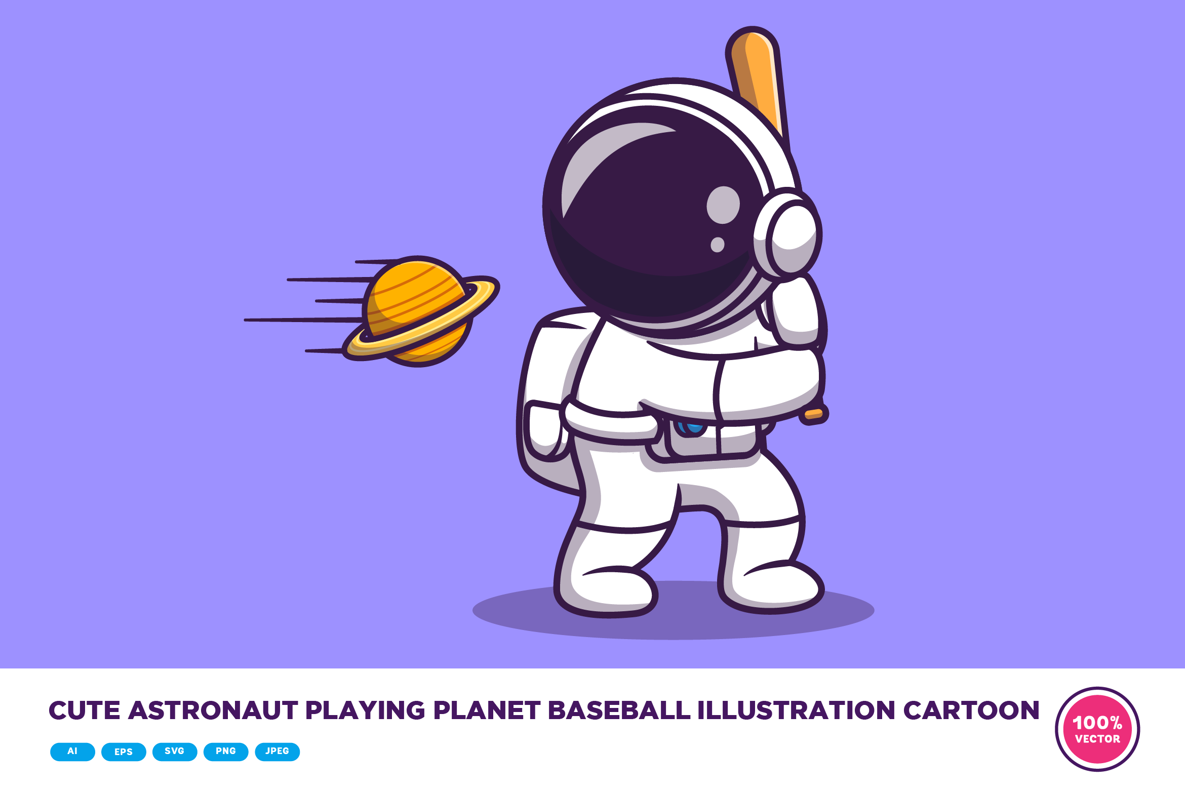 Cute Astronaut Playing Baseball, a Technology Illustration by Catalyst Labs