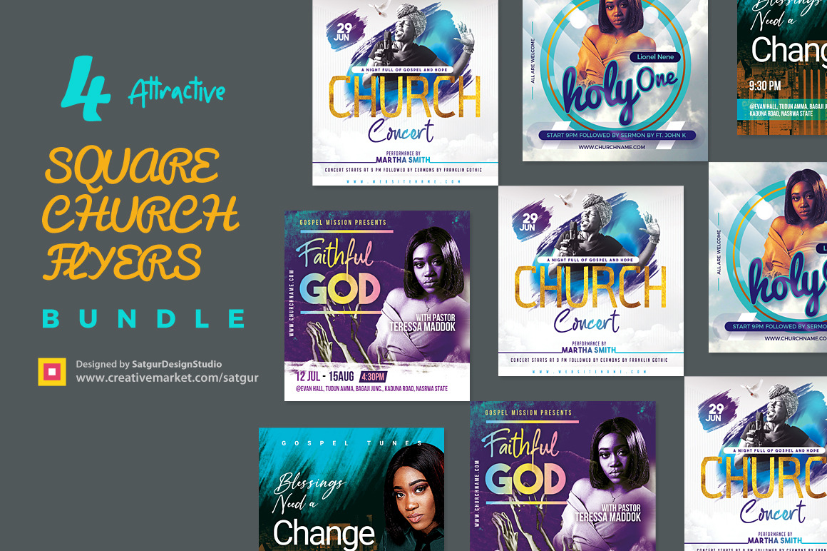 Bundle Church Flyers Templates Vol 1, a Flyer Template by Satgur ...