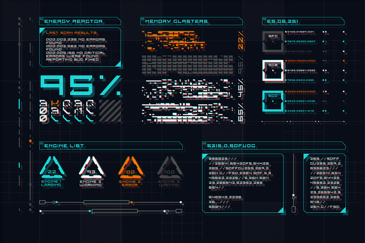 CyberPunk UI Set, a Technology Illustration by Olga Ryzychenko