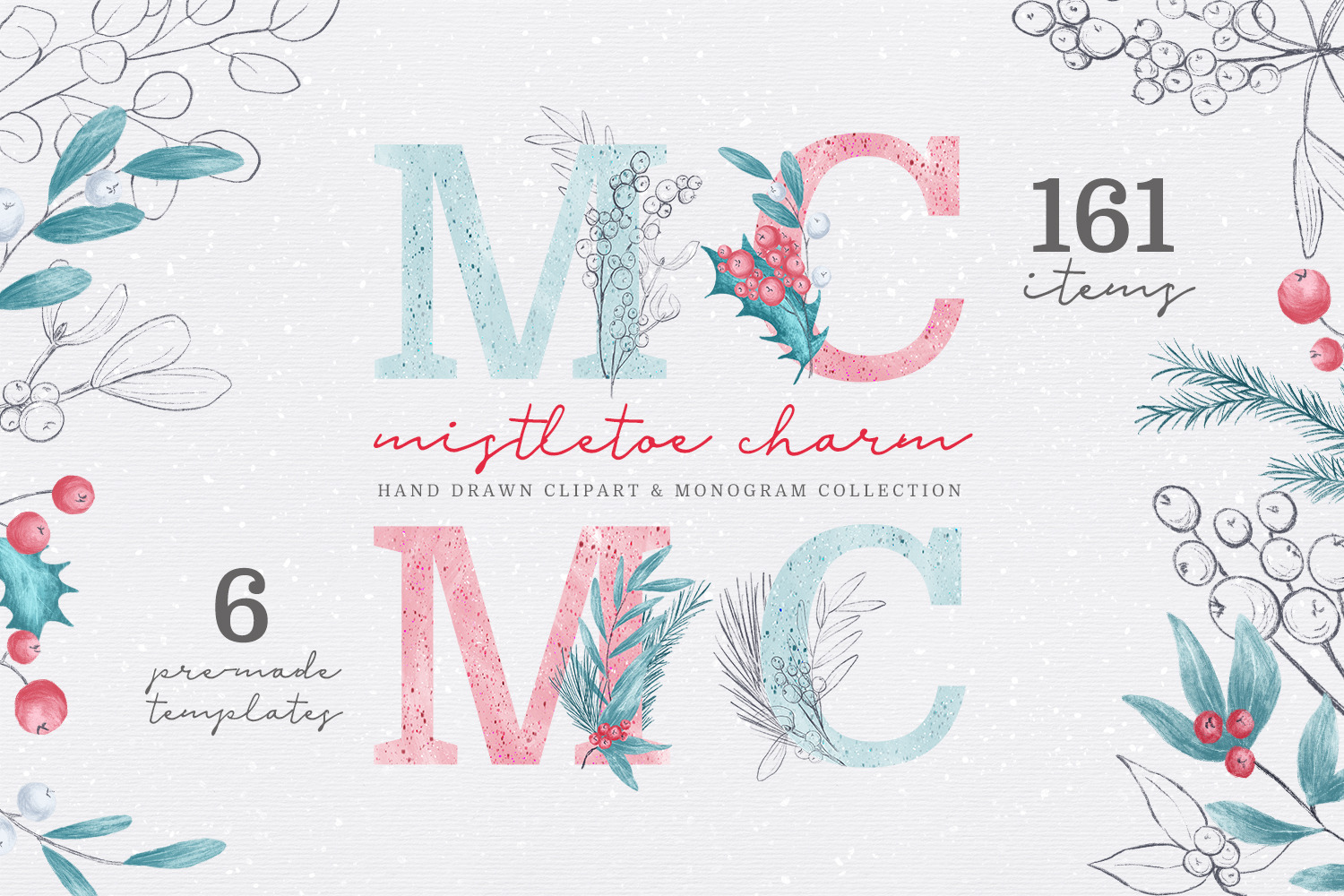 Mistletoe Charm Collection, an Object Graphic by Gray Cat Graphics