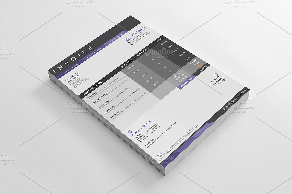 Invoice, a Stationery Template by artisanHR