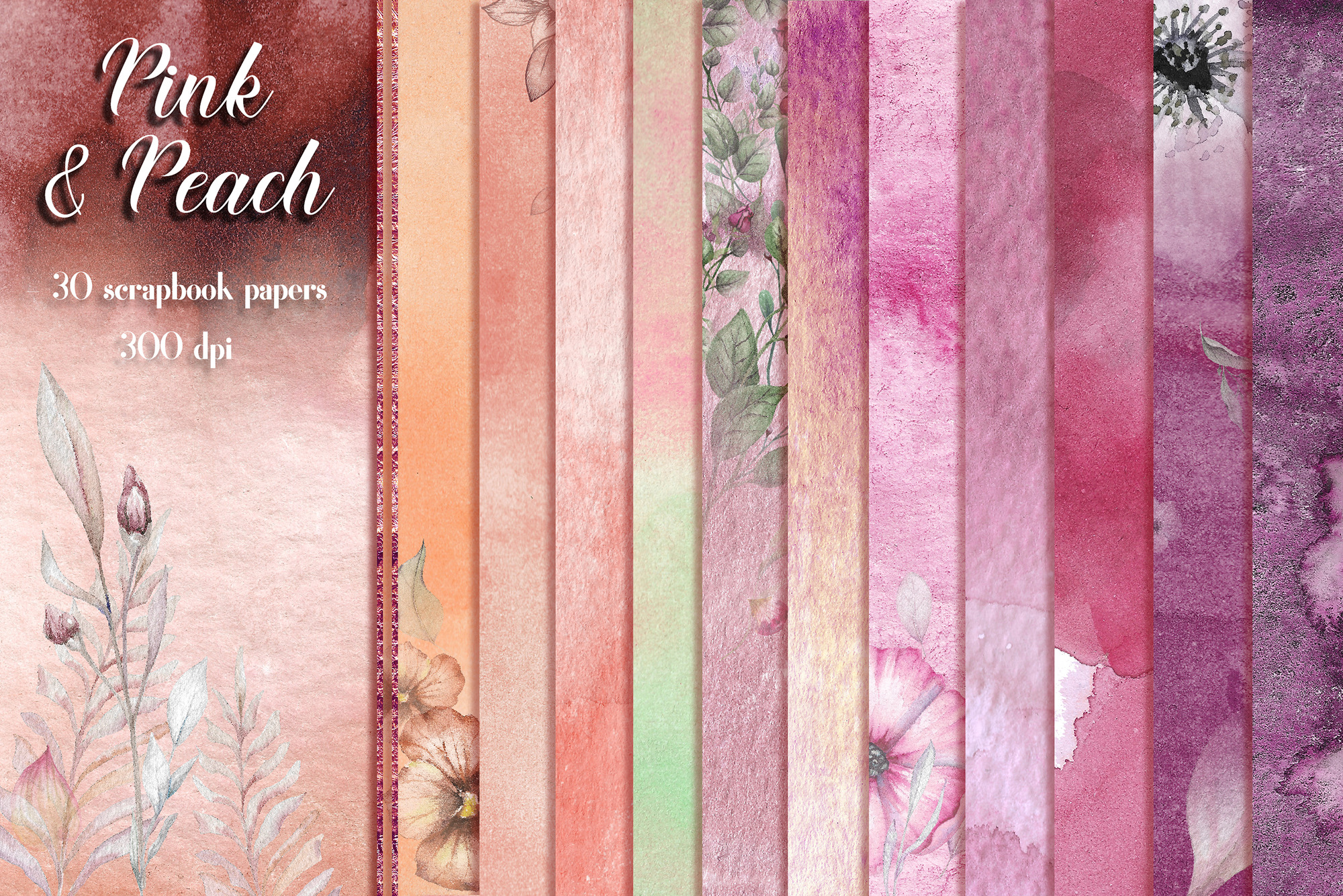 Pink and Peach Watercolor Backgrounds