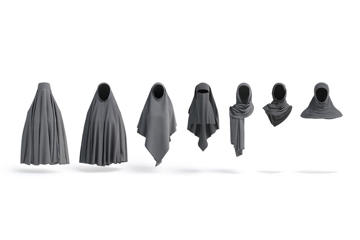 7 White Muslim Head Dress 3D Model, an Object 3D Model by rebrandy