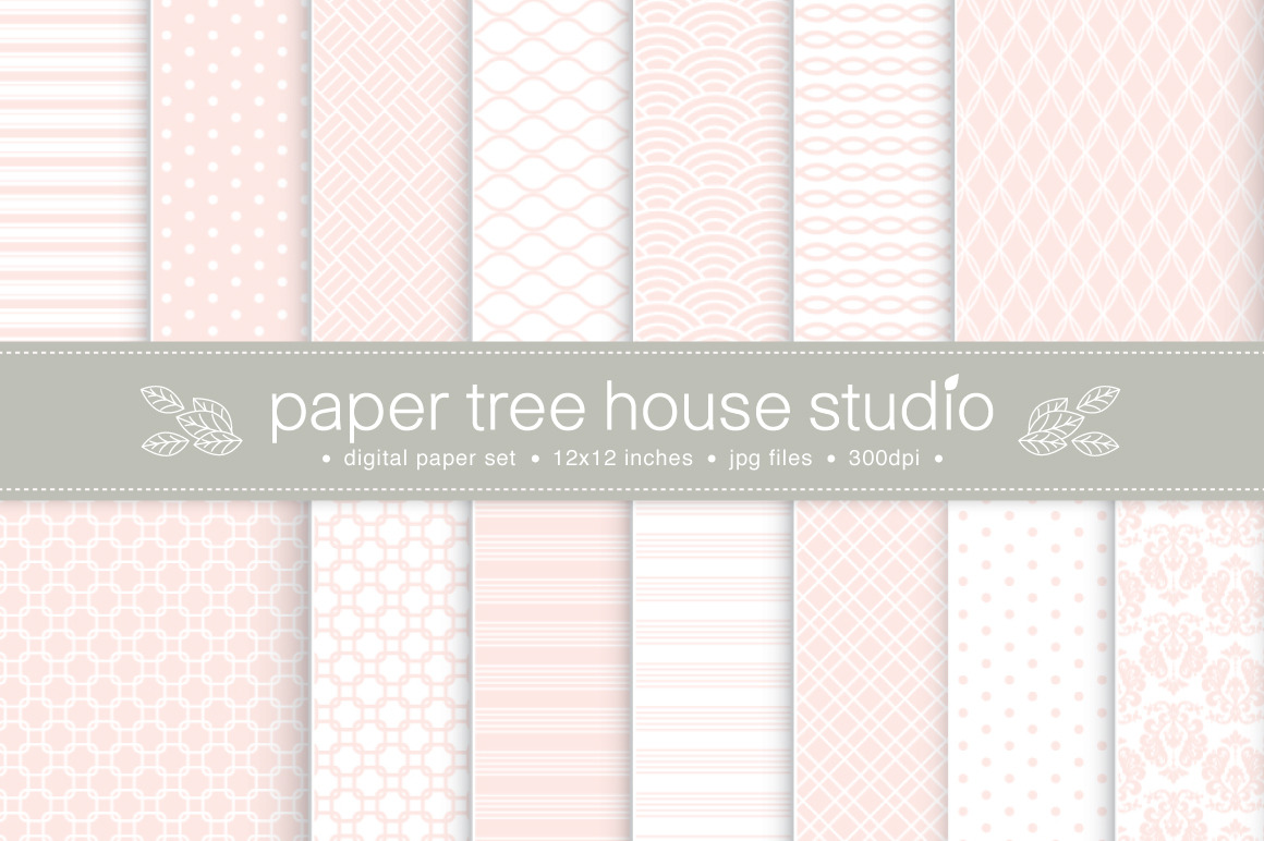 14 Blush Pink Digital Papers, a Pattern Graphic by Paper Tree House Studio