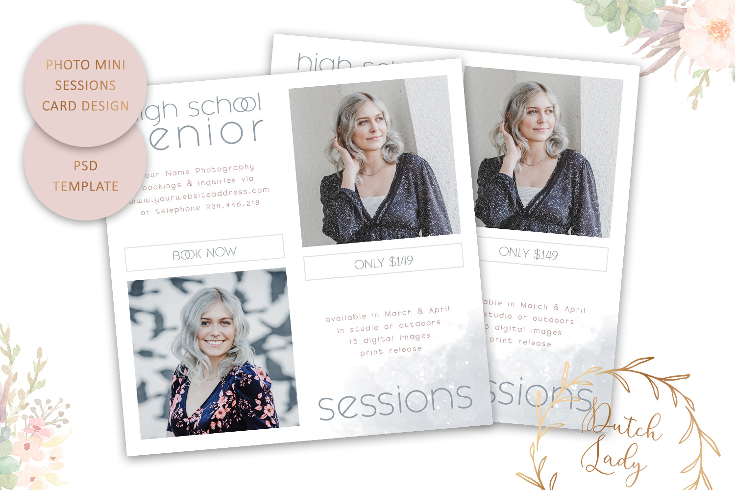 PSD Photo Session Card Template #53, a Card Template by The Dutch Lady ...
