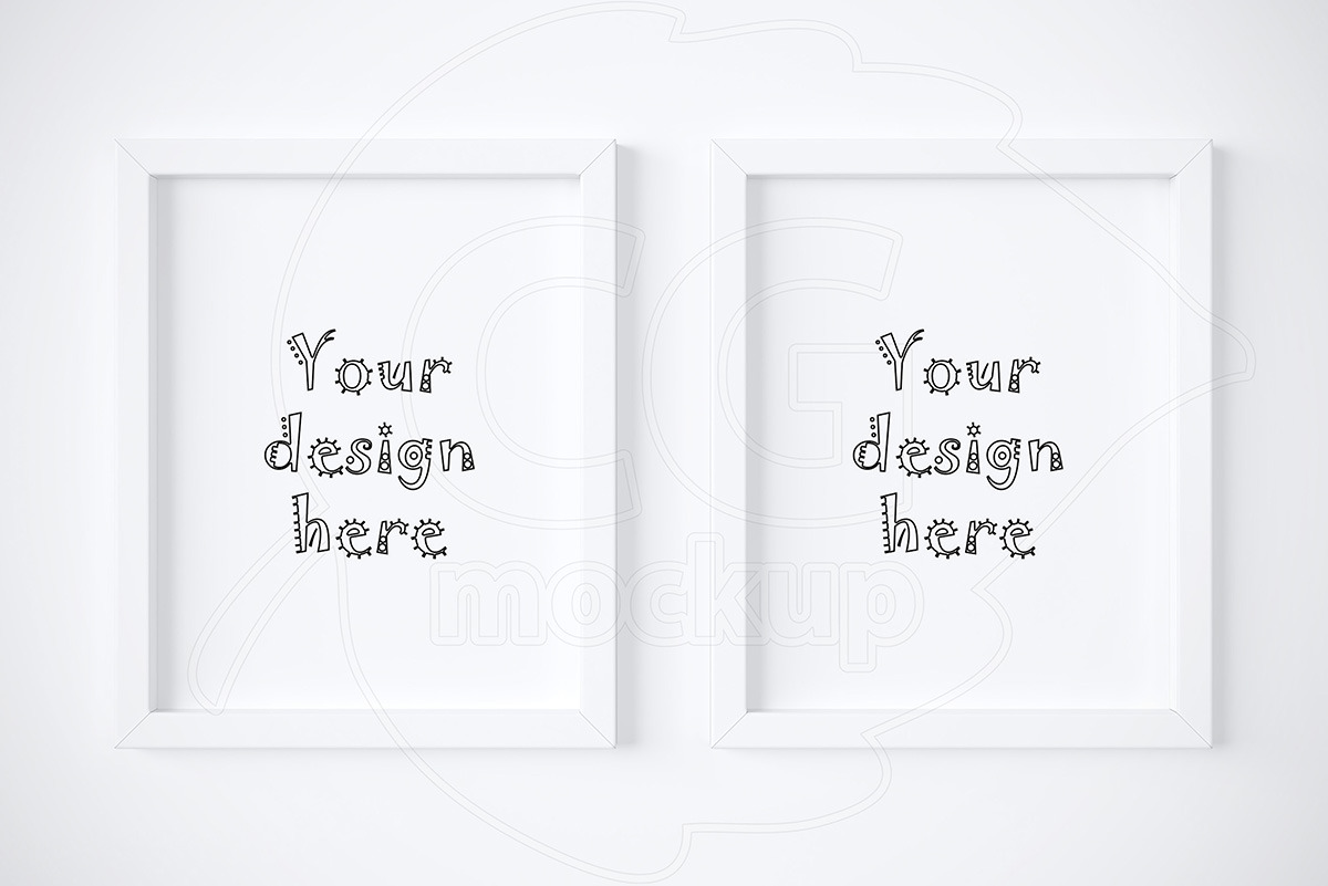 Set of two 8x10 white frame mockups, a Print Template by CGmockup