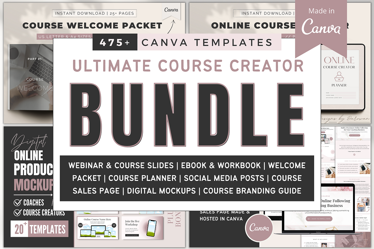 Course Creator Bundle Canva Template, a Presentation Template by ...
