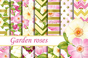 Garden roses digital paper, a Pattern Graphic by DarinaDigital